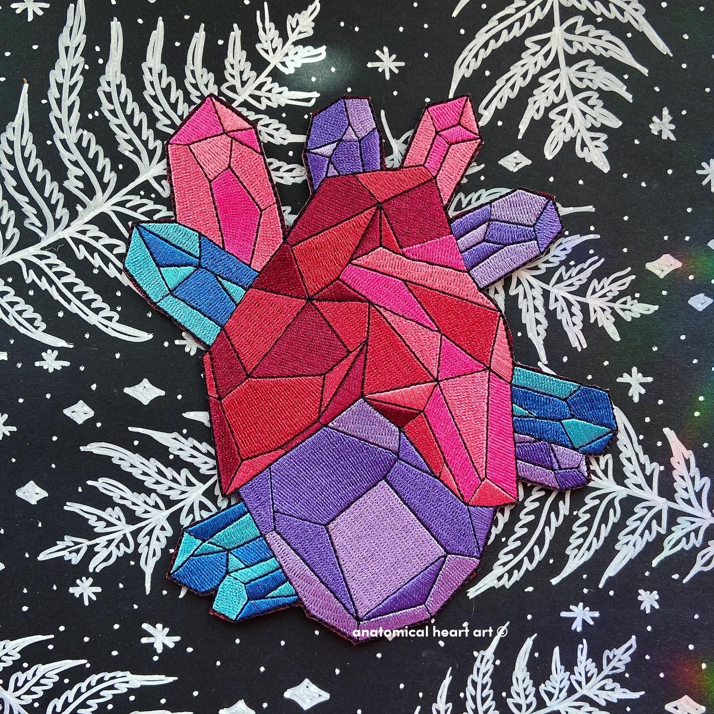 6" Geo Heart Embroidered Patch – Anatomical Heart Art